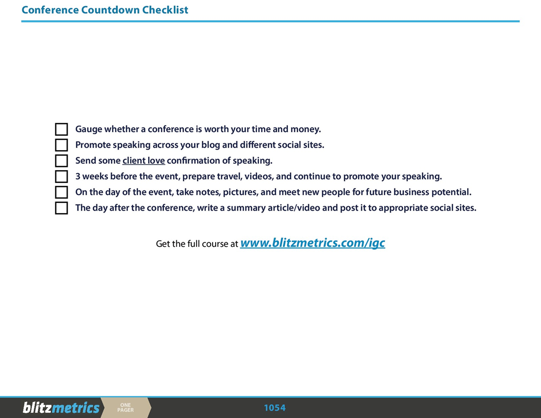 Conference Countdown Checklist | BlitzMetrics