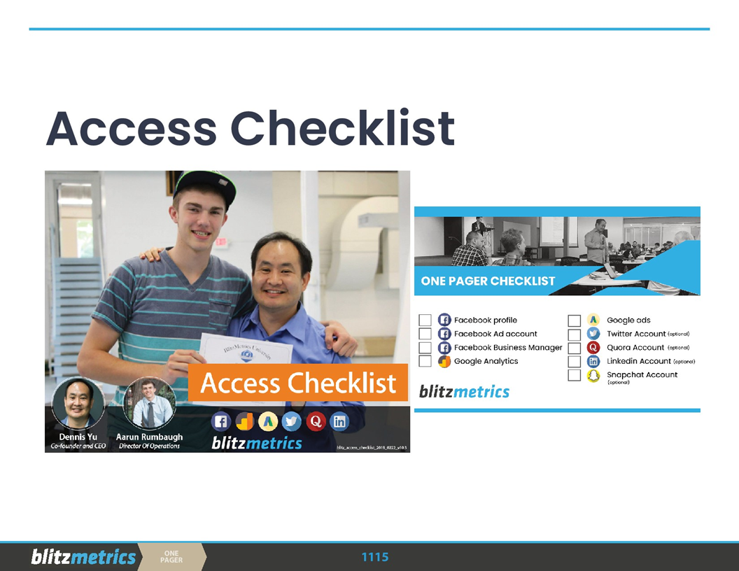 Access Checklist | BlitzMetrics