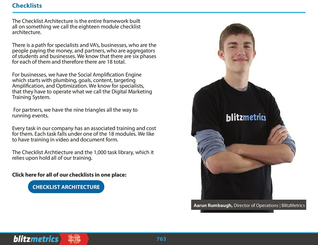Checklists | BlitzMetrics