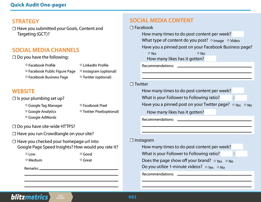 Quick Audit One-Pager | BlitzMetrics